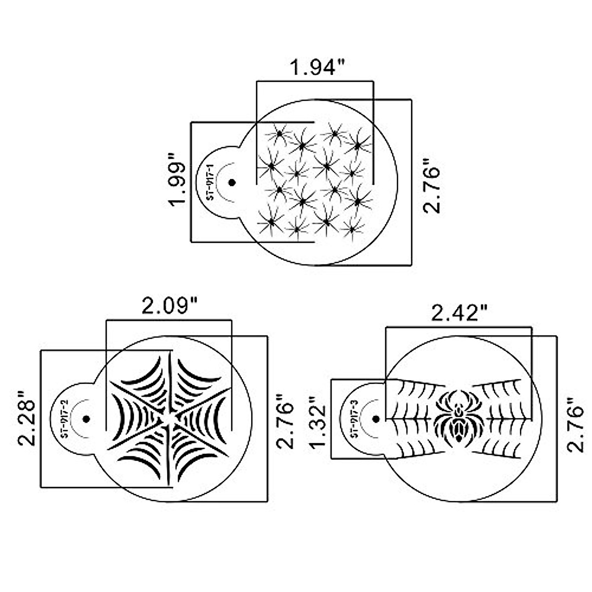 ART Kitchenware 6pcs Halloween Spiders Bats Cookie Stencil Set Cake Stenciling Fondant Cake Decorating Supplies Cookie Cake Decoration Mold Beige/Semi-Transparent ST-917S