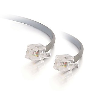 C2G Legrand RJ11 Telephone Cord, Telephone Data Cable, Silver Modular Telephone Cable, 14 Foot Telephone Cord, 1 Count, C2G 09590