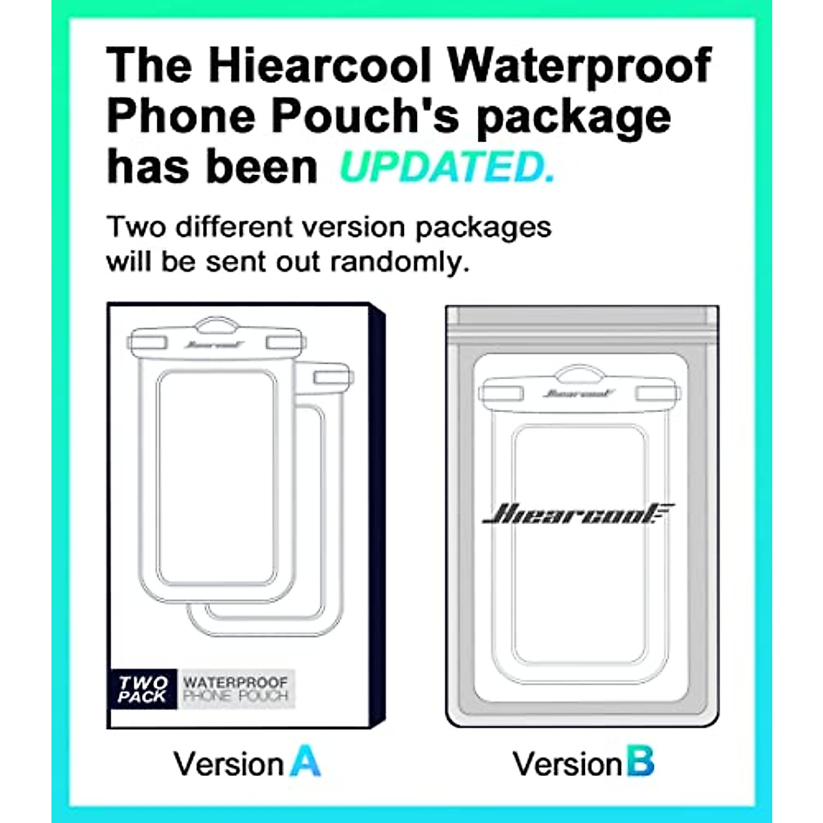 Hiearcool Universal Waterproof Phone Pouch, Waterproof Phone Case Compatible for Cellphone Up to 7.2", IPX8 Cellphone Dry Bag for Vacation-6 Pack