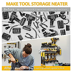 2 Pack Power Tool Organizer Holder, 8 Drill Holder Wall Mount for Garage Organization, 3 Layer Tool Storage Shelf, Heavy Duty Metal Tool Organizers and Storage Rack Tool Shelf Black