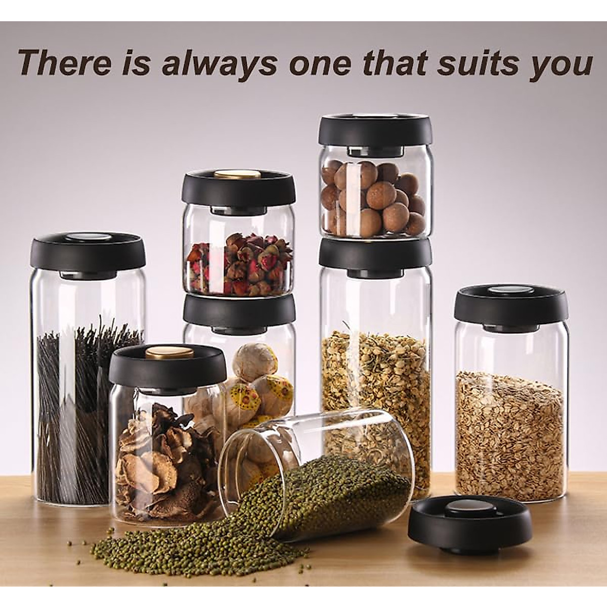 HelpyLife Vacuum Coffee Canister,Airtight Glass Jars Set for Kitchen Pantry,Coffee Bean Storage Container,Perfect for Ground Coffee,Loose Tea,Sugar(13floz×2+40floz×1)