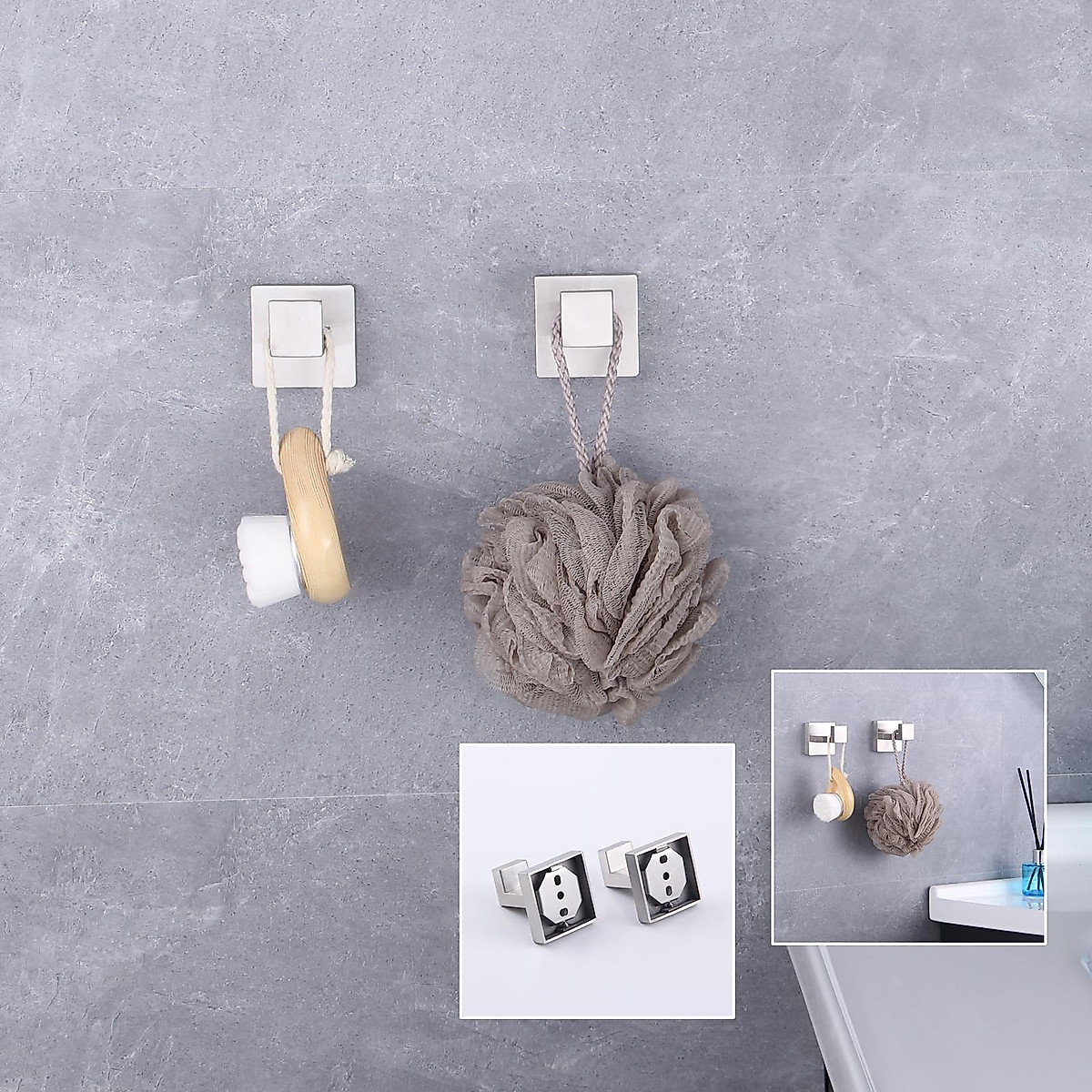 GERZWY Brushed Stainless Steel Towel Hook Robe Hook Coat Hook Heavy Duty Wall Mounted Luxury Hooks for Bathroom Hotel 2 Pack