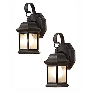 Hampton Bay Lighting 1-Light Bronze Outdoor Wall Lantern Sconce with Seeded Glass (2-Pack) TR T0784
