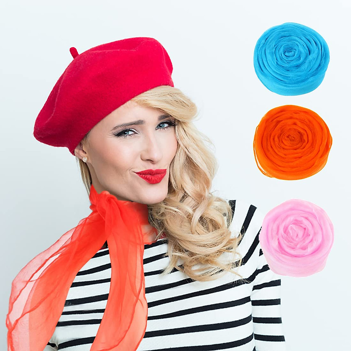 IETANG 10 Pieces 1950's Retro Classic Chiffon Scarves Hemmed Square Sheer Neck Scarf Juggling Dance Scarf Set (Set A-10pc)