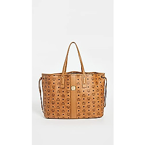 MCM Women's Liz Reversible Shopper Bag, Cognac, Brown, Graphic, Tan, One Size