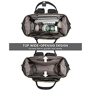 LOVEVOOK Laptop Backpack Women,15.6 Inch Wide-open Travel Computer Backpack Purse for Women with USB Port,Waterproof Teacher Nurse Work Laptop Bag College Back Pack,Black-Grey