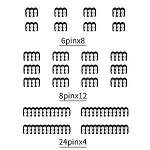 upHere 24 Pieces Set = 24-pin x 4, 8-pin x 12, 6-pin x 8 for 3 mm up to 3.4 mm/0.13inch- Black(3.4 mm/0.13inch)-CM245