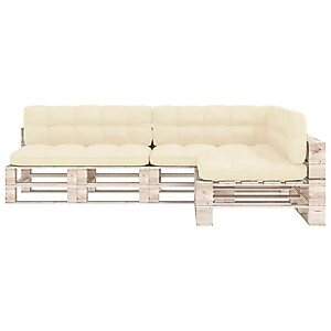vidaXL Garden Pallet Sofa Cushions 7 pcs Set - Durable Outdoor Seat and Back Cushions with Wear-Resistant Fabric Upholstery - Cream Color