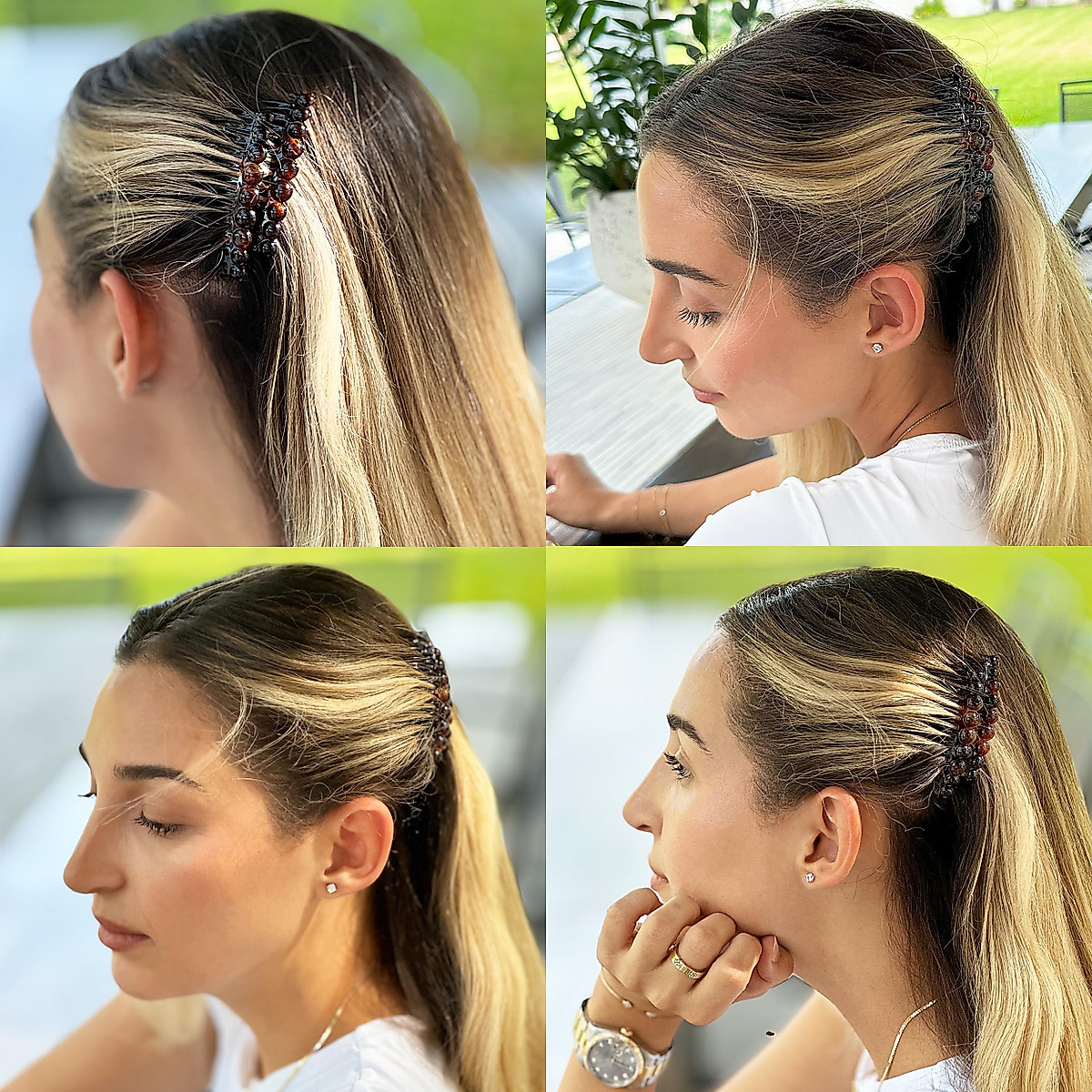 Camila Paris CP33/2 French Hair Side Comb Small Tortoise Shell French Twist Hair Combs Decorative, Strong Hold Hair Clips for Women Bun Chignon Up-Do Styling Girls Hair Accessories, Made in France