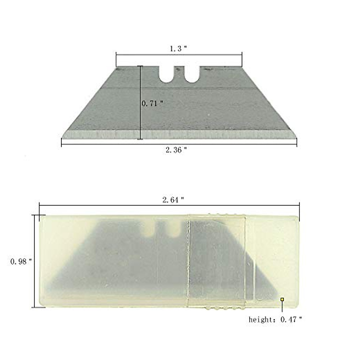 FixtureDisplays® 10 Pieces 2-Notch Utility Blades, Box Cutter Razor Safety Dispenser Replacement Similar to Better Tools 20208 Gorilla Blades 2-Notch Utility Blade in Safety 117607-NPF