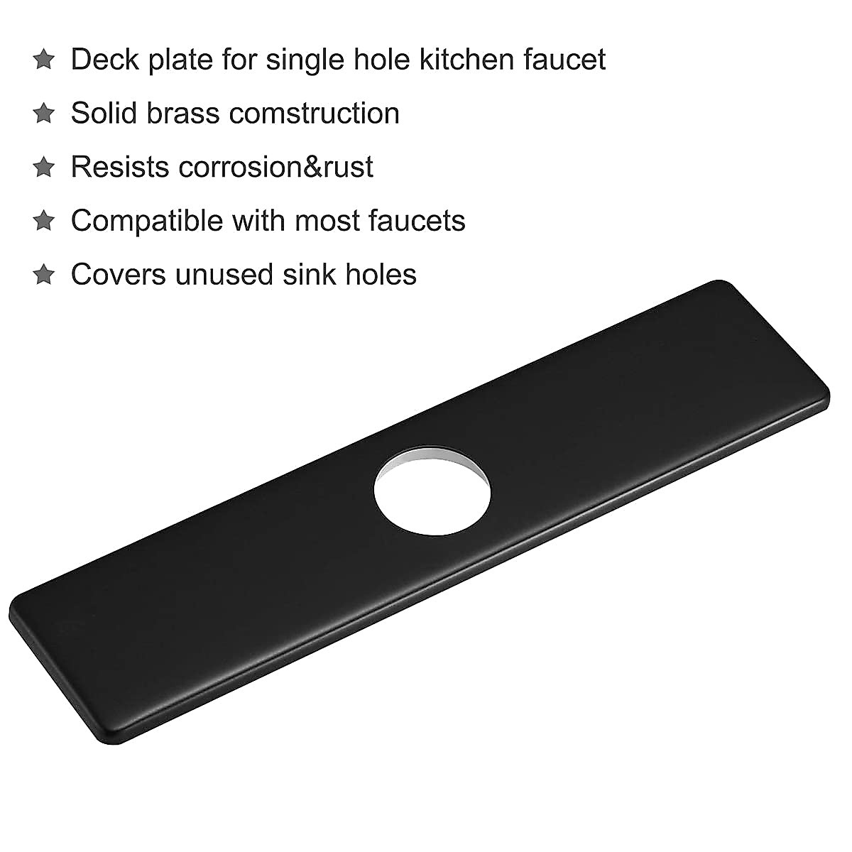 COOLWEST 10 Inch Hole Cover Deck Plate Stainless Steel Black Square Escutcheon Plate for 1 or 3 Hole Kitchen or Bathroom Sink Faucet Tap Cover Plate