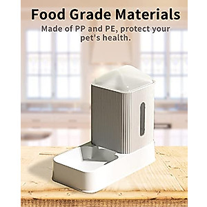 BNOSDM Automatic Cat Feeder for Indoor Cats Gravity Feeders ＆ Waterer Set Dogs Food and Water Dispenser Pet Feeding Bowl 3.5L /1 Gallons for Small Medium Big Dog Pets Puppy Kitten Gray