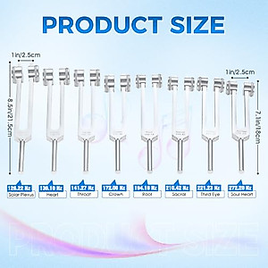 Chakra Tuning Fork Set for Healing, 7 Chakra and 1 Soul Purpose Weighted Tuning Forks for DNA Healing, Sound Therapy, Yoga, Meditation (126.22 Hz, 136.1 Hz, 141.27 Hz, 172.06 Hz etc)