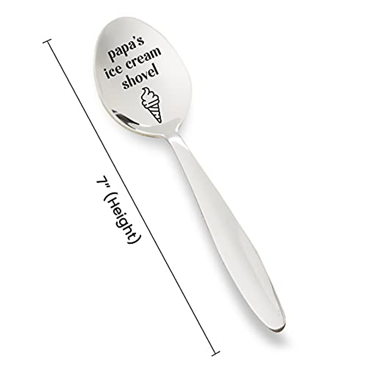fabeesy Papa's Ice Cream Shovel Gift For Dad | Birthday From Daughter Son Father's Day Chrisrtmas Daddy Papa Lover Engarevd Spoon |Gift Him Men, Silver, 123, 7