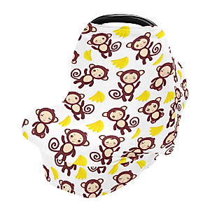 Nursing Cover Breastfeeding Scarf Brown Monkey - Baby Car Seat Covers, Stroller Cover, Carseat Canopy (801h)