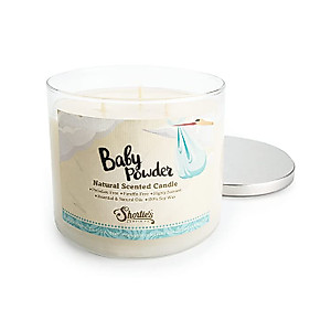 Baby Powder Scented Natural 3 Wick Candle, Essential Fragrance Oils, 100% Soy, Phthalate & Paraben Free, Clean Burning, 14.5 Oz.