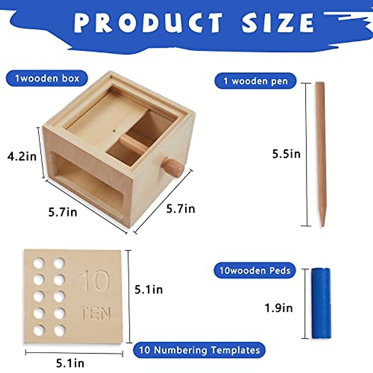 Montessori Toddler Counting Peg Board Box with Number- Wooden Counting Box Toys for Toddlers 1-3,Montessori Math Manipulatives Materials and Numbers,Montessori Toys for 3 Year Old,Peg Board for Kids