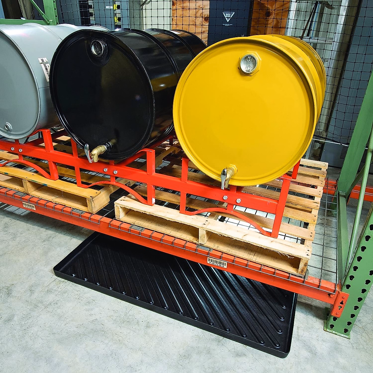 PIG Containment Tray - 49.25" L x 25.25" W x 2" H - 9 gal. Sump Capacity - PAK124-BK