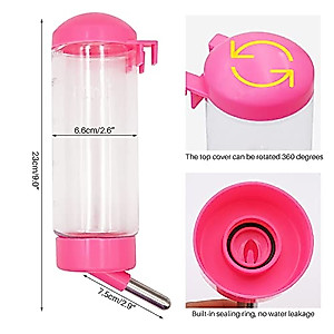 NAOEDEAH 2 Pack 16 oz Large Rabbit Guinea Pig Water Bottle no Drip for Cage no Leak Rat Small Animal Dog Hamster Water Bottle Water Bottle Attaches to Cage Bunny Water Dispenser,Ship by Random Color