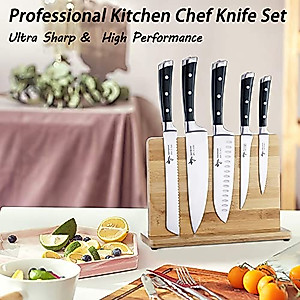 MAD SHARK Knife Set, Professional 5 Piece Kitchen Chef Knife Set, German High Carbon Stainless Steel Ultra Sharp Knives Sets, Ergonomic Handle Home Cooking Perfect Cutlery Set Gift