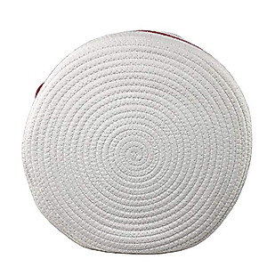 Orino Nautical Large Cotton Rope Storage Baskets with Handle, Soft Durable Laundry Baskets Nursery Hamper Organizer for Kids Toys (15.8x15x11.8 inch, Blue&Red Stripe American Flag Style)