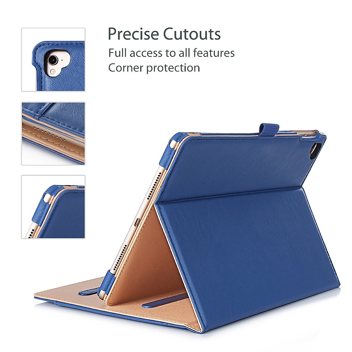 ProCase for iPad Pro 9.7 Case 2016 (Old Model), PU Leather Stand Folio Cover for iPad Pro 9.7 Inch (A1673/A1674/A1675) with 3 Viewing Angles & Pencil Holder & Document Card Pocket -Navy