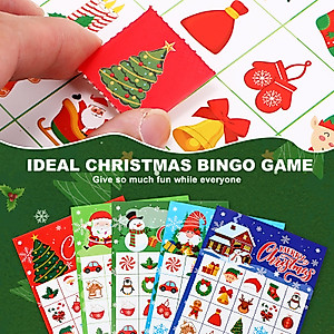 Liliful 148 Pieces 2 Sets Christmas Bingo Games for Large Groups Kids Adults, 96 Players Cards Pack Party Games for Family School Classroom Activities Party Favors Kids Xmas Gifts Bulk