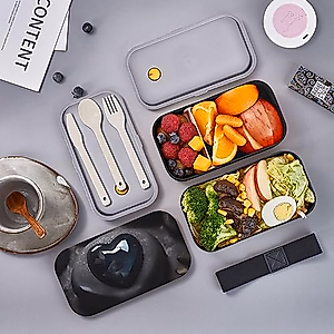 Mysterious Love Stone Adult Lunch Box, Bento Box, With Cutlery Set Of 3, 2 Compartments, Rectangular, Lunch Box For Adults