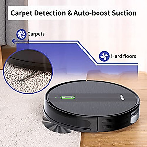 iMartine Robot Vacuum and Mop Cleaner with Boundary Strips, 2200Pa Strong Suction, Quiet, Slim, Self-Charging Robotic Vacuums, Ideal for Pet Hair, Hard Floors, Medium Pile Carpets, Works with Alexa