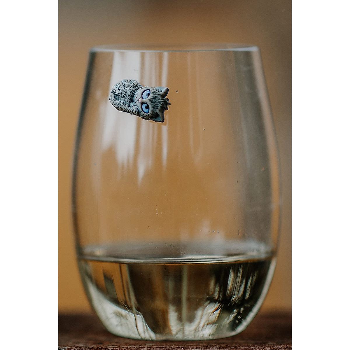 Simply Charmed Cat Wine Charms or Drink Glass Markers - Magnetic - Great Birthday or Hostess Gift for Cat Lovers - Set of 6 Cute Kitty Glass Identifiers