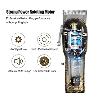 Professional Haircut Clippers and Trimmers Set, Suttik Cordless Ornate Hair Clippers for Men, Barber Clippers for Hair Cutting Kit with T-Blade Beard Trimmer Set, Knight, LED Display