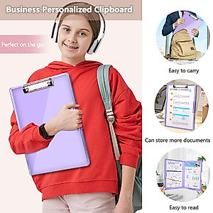 Clipboard with Storage,Heavy Duty Clip Boards 8.5x11 with 2 Storage Case,Clear Visible Top Panel Storage Clipboards,Side Opening Clip Boards,Nursing Clipboard Folder Case for Office Supplies-Purple