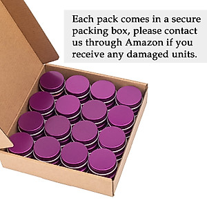 0.5 oz Screw Top Aluminum Tin Jar with Screw Lid and Blank Labels (Purple - Pack of 32)