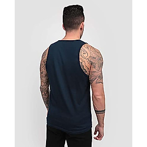 INTO THE AM Mystic Geisha Graphic Tank Tops for Men - Premium Summer Sleeveless Beach Fashion Men's Tank Tops (Navy, Large)