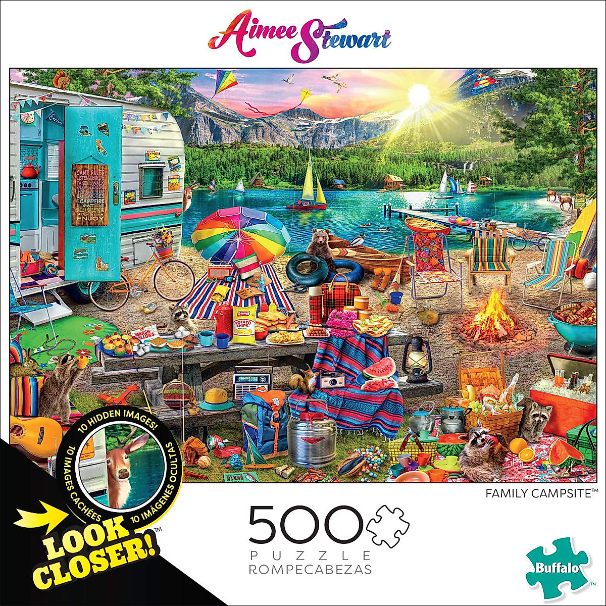Buffalo Games - Aimee Stewart - Family Campsite - 500 Piece Jigsaw Puzzle with Hidden Images