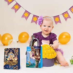 DeEnj 16PCS Tangle Rapunzel Party Bags,Princess Rapunzel Party Bags Rapunzel Tangled Princess Party Gifts Bags Goodie Bags for Kids Party Supplies