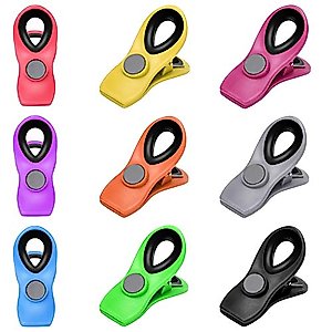 9Pcs Chip Bag Clips Magnetic Refrigerator Clips - Multicolored Food Sealing Clips, Food Clips use for Food and Kitchen Storage, Chip and Snack Bag Clips, Fun Fridge Clips
