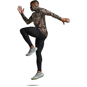 TSLA Men's Thermal Long Sleeve Compression Shirts, Mock/Turtleneck Winter Sports Running Base Layer Top, Heatlock Face Mask Print Hunting Camo, Medium