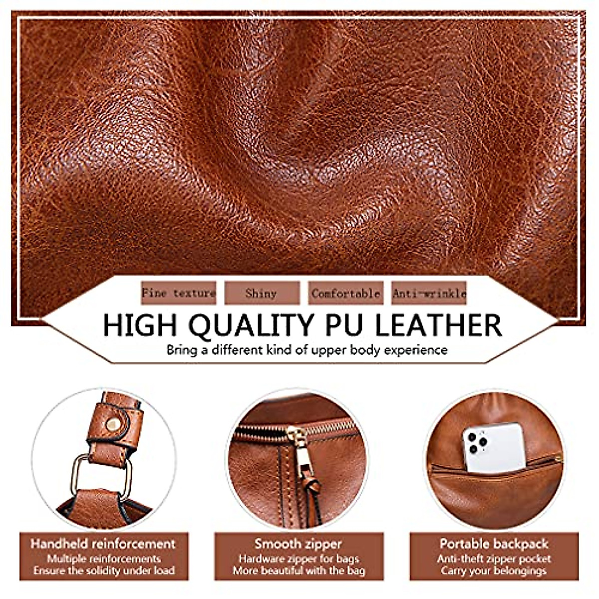 Meobvg Hobo Bag Handbags and Purses for Women, PU Leather Large Tote Shoulder Crossbody Shoulder Bags Set 2pcs (Brown)