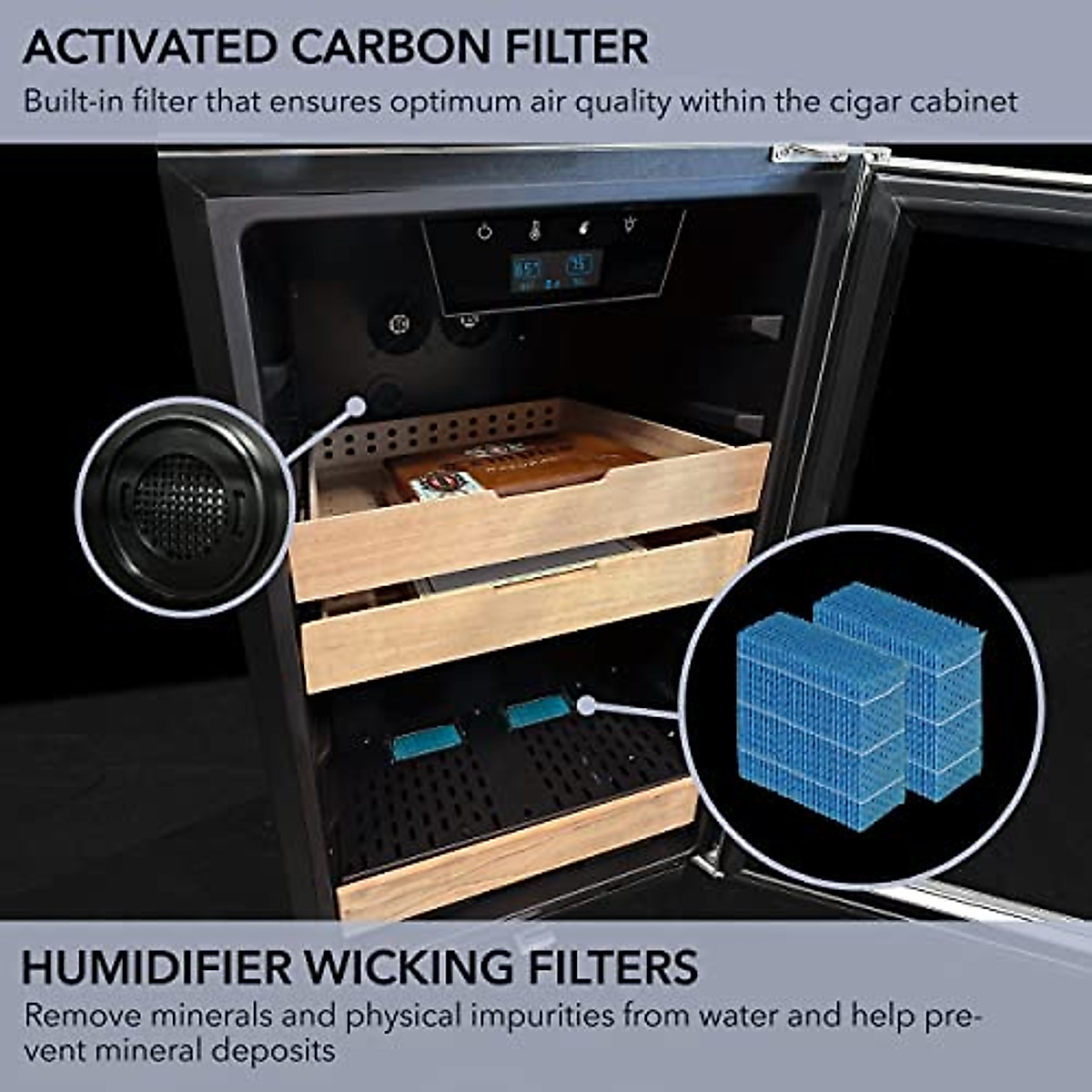 Whynter CHC-421HC 4.2 cu. ft. Cigar Cabinet Cooler Humidor with Built-in Heating & Cooling System, Humidity Temperature Control and Spanish Cedar Shelves