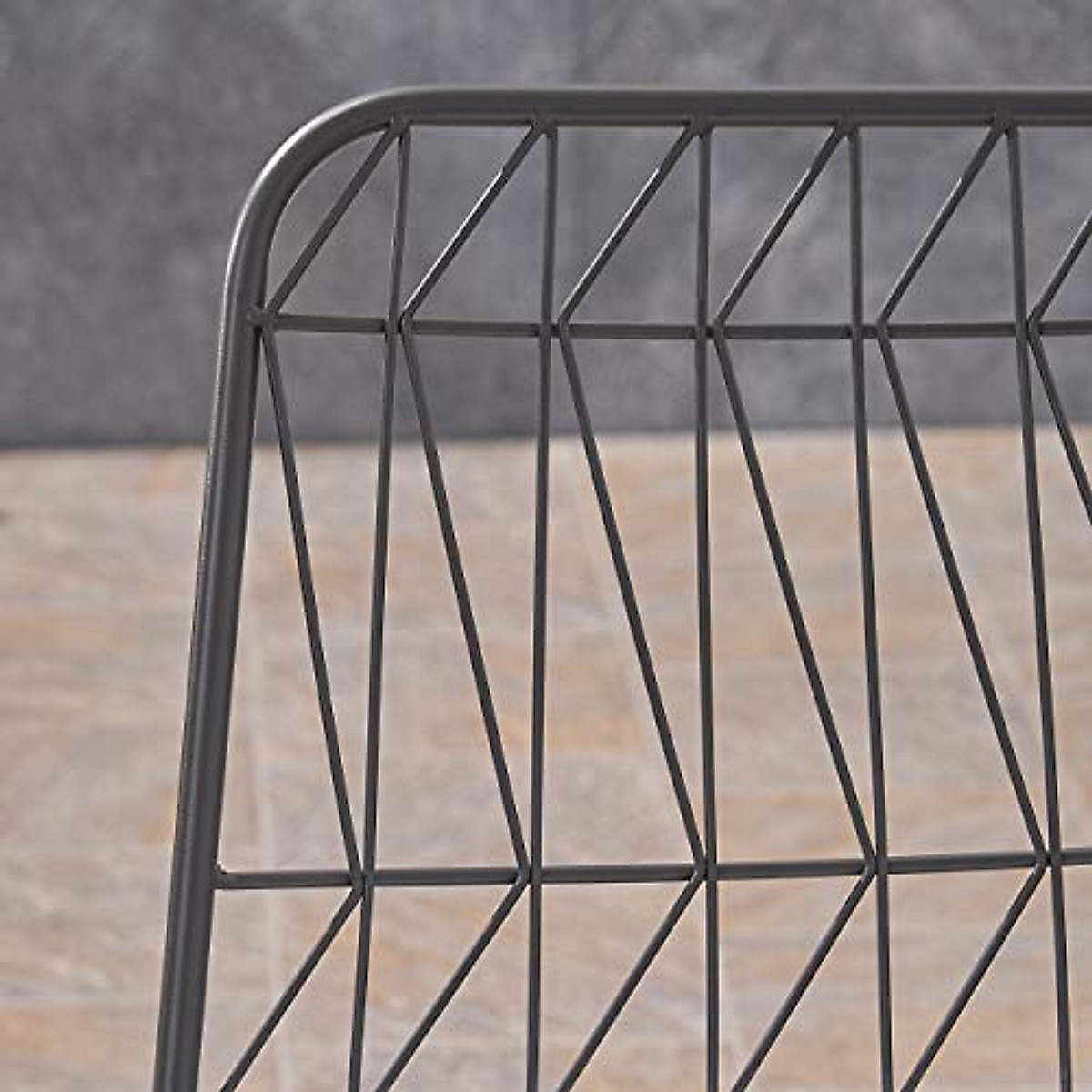 Great Deal Furniture Ella Outdoor Counter Stools, 26" Seats, Modern, Geometric, Gray Iron Frames with Ivory Cushion (Set of 4)