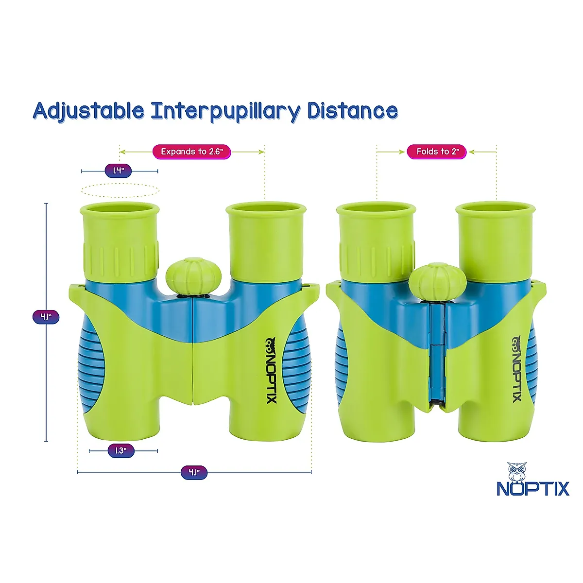 Binoculars for Kids, Girls or Boys Real Kids Binoculars in Vibrant Green Blue - includes Sticker Book with 40 Bird Species - Kids Toys Small Binoculars, Toddler Binoculars