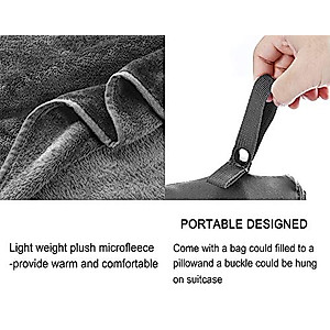 Tirrinia Travel Blanket Airplane Office Poncho 4 in 1 Premium Cozy Fleece Portable Poncho Blankets with Built-in Bag, Pocket