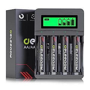 Deleepow 1.5V Rechargeable AA Batteries Lithium 3400mWh, Lithium AA Rechargeable Batteries 4-Pack 1500 Cycle with LCD Charger …