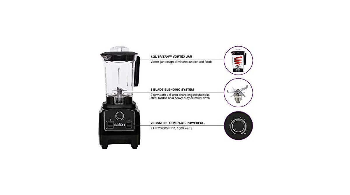 Salton BL1638BL Compact Power Blender - 1000W & Vortex Jar