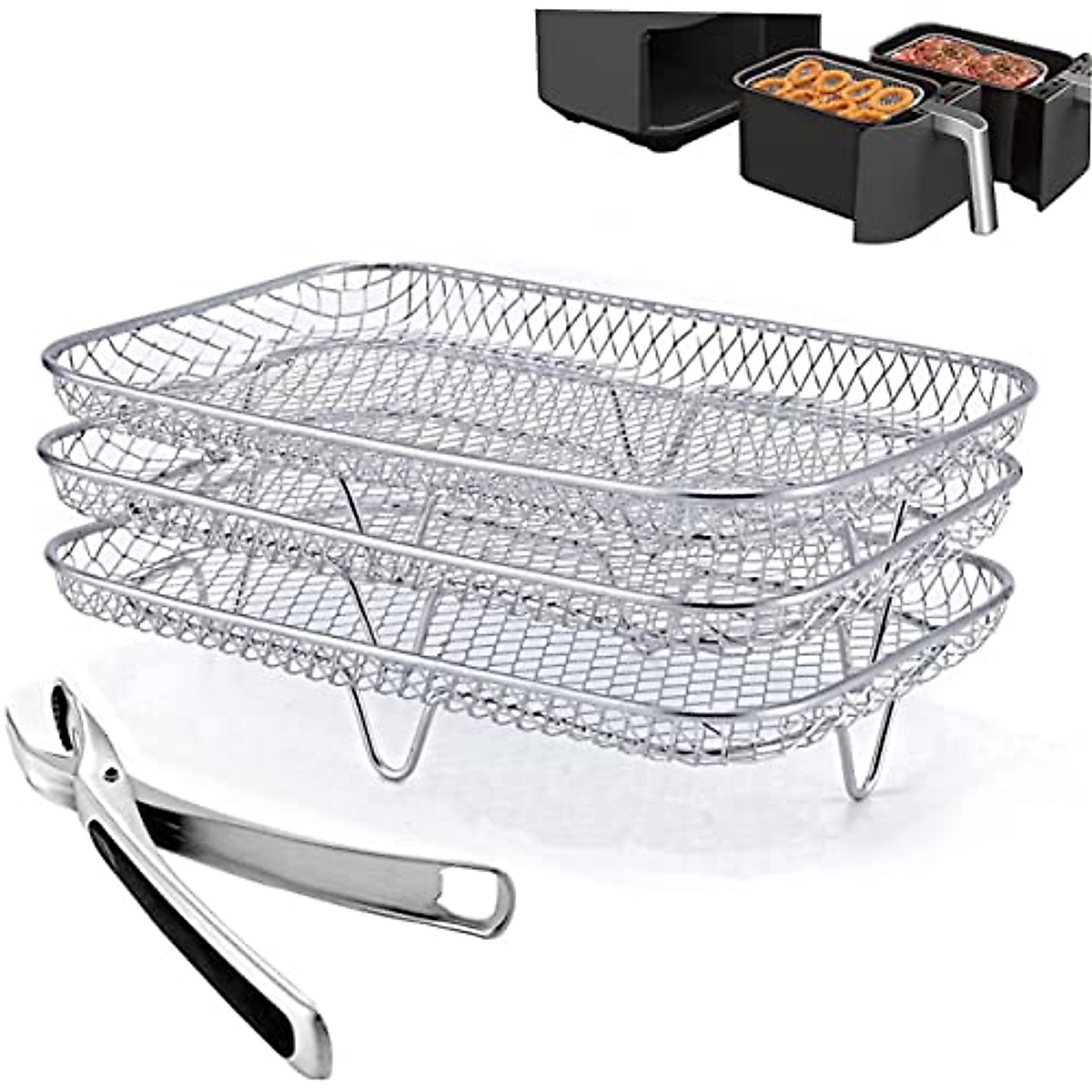 Air fryer liner Inner Basket Toast Three- Kitchen Oven Dehydrator Non-stick Dehydration Round Multi- Grill Fryer Steaming Tool Convenient Cooling Grilling Racks for Cooker Outdoor Stockpot Acce (Colo