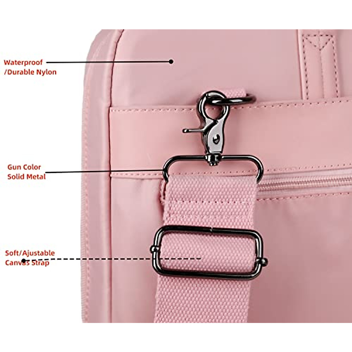 Laptop Bag for Women Computer Shoulder Bag 15.6 inch Laptop Tote Purse Set Business Briefcase Handbag Waterproof BC-02 (Pink)