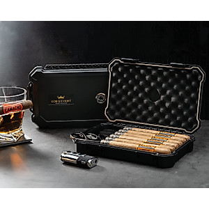 Kobi & Knight Travel Cigar Case Humidor - Case for 6 x 8-Inch Cigars -Waterproof Dustproof Portable Cigar - Shockproof Humidor Kit - Cigar Aficionados Accessories - Cigars Gift Set for Men