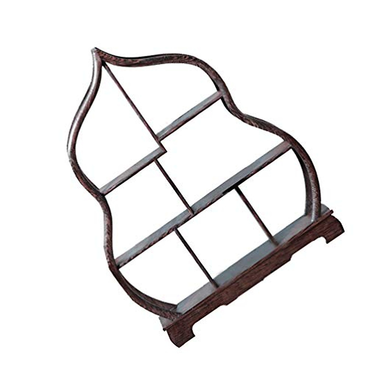 HEALLILY Office Shelf Chinese Wooden Assemble Display Curio Cabinets Shelf for Home Decoration Without Ornaments (Cucurbit Shape) Wall Mounted Bookshelves