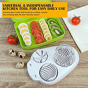 Egg Slicer for Hard Boiled Eggs - 3 Slice Modes, Handy Heavy Duty Stainless Steel Egg Cutter - Kitchen Dicer for Strawberry, Mushroom, Grape, Cherry Tomato